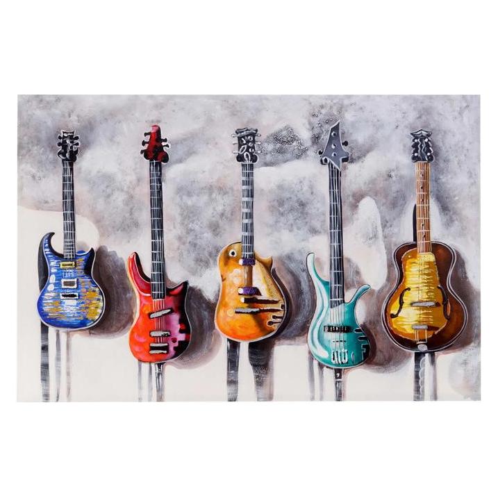Swisshandel24 Ölgemälde Gitarren, 100% handgemaltes Wandbild 3D-Bild ...