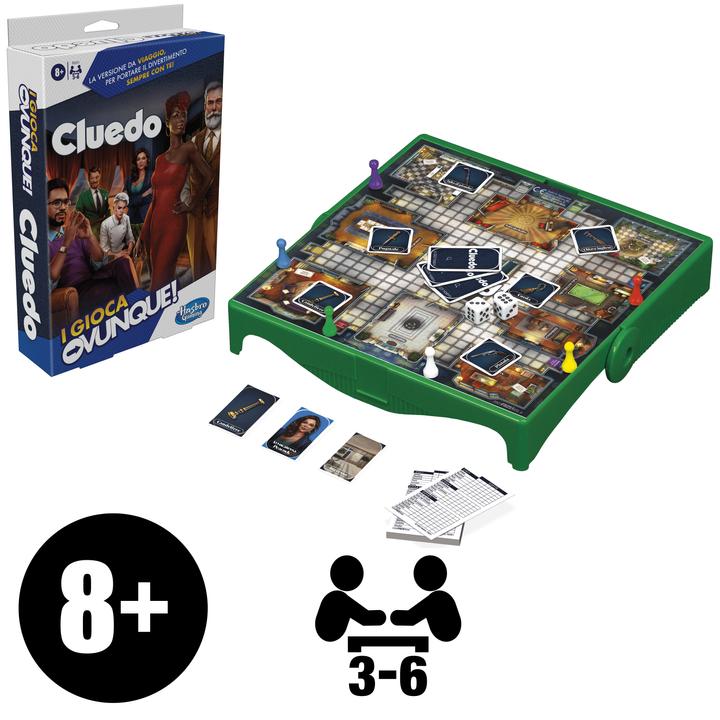 Hasbro Cluedo Compact, draagbaar spel voor 3-6 spelers, reisspel voor ...