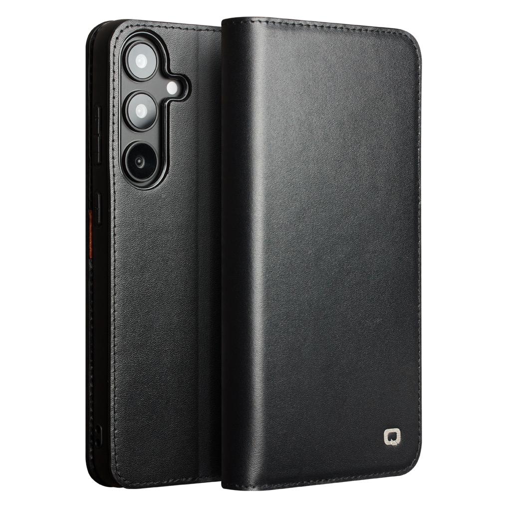 QiAlino Fourre Flip Matt Wallet cuir véritable (Samsung Galaxy S25 ...
