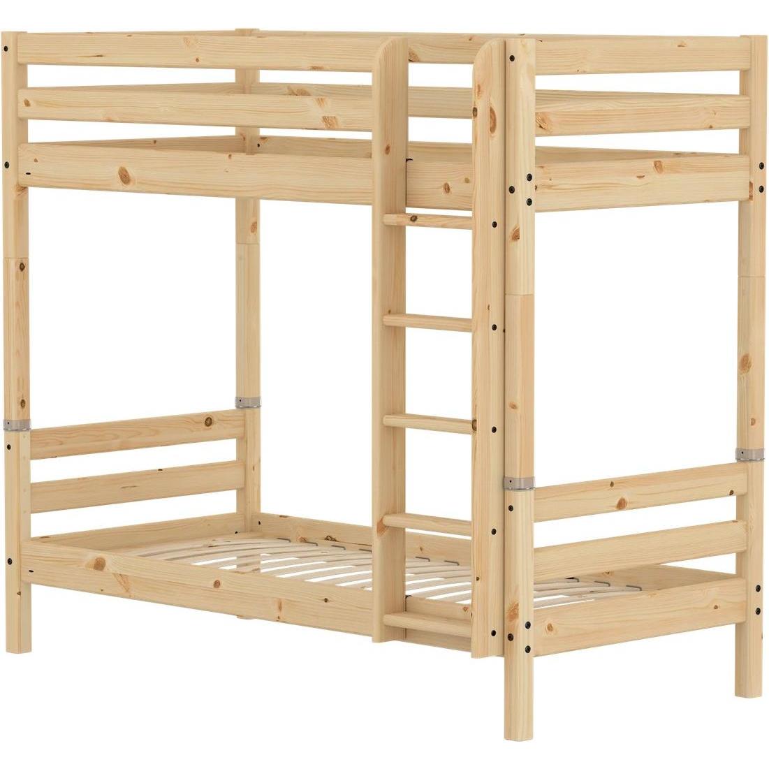 Flexa CLASSIC Raw Etagenbett mit gerader Leiter, 90x200 cm, Kiefernholz ...